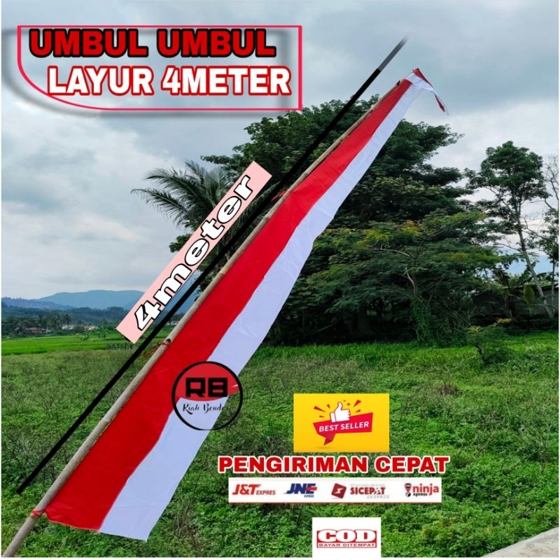 Jual BENDERA MERAH PUTIH UMBUL UMBUL LAYUR PANJANG 4METER | Shopee Indonesia