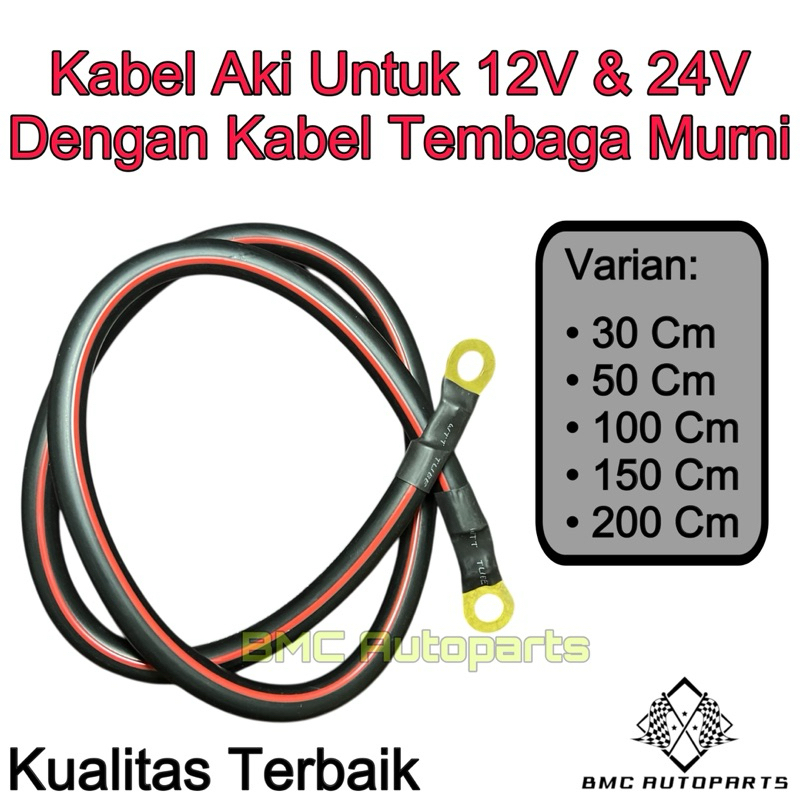 Jual Kabel Aki Panjang 30 50 100 150 200 Cm - Kabel Accu Massa Untuk Mobil 12V & Truk 24V ...