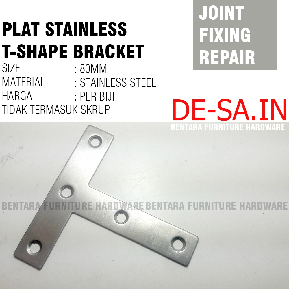 Jual Plat T 80 X 80 MM Stainless Steel - Tee Flat Bracket Joint Fixing ...