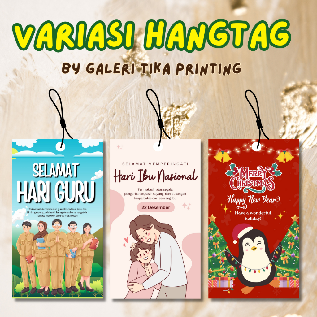 Jual VARIASI HANG TAG BY GALERI TIKA PRINTING HARI GURU HARI NATAL HARI ...