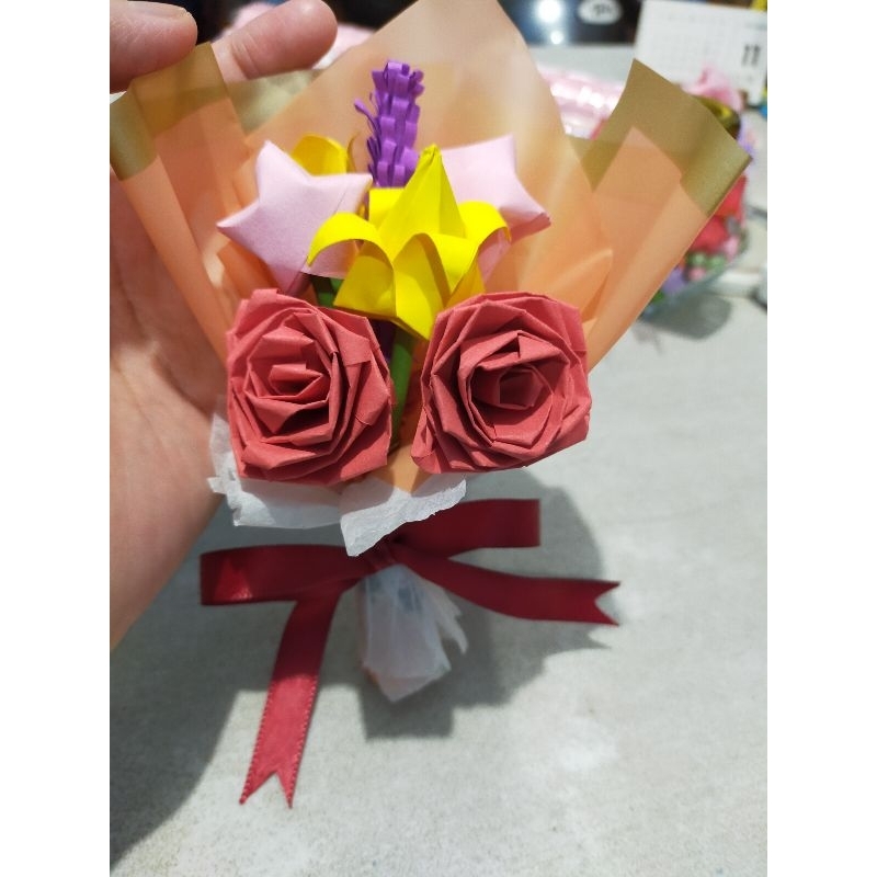 Jual Buket mini bunga kertas (mawar, tulip, lavender, bintang) | Shopee ...
