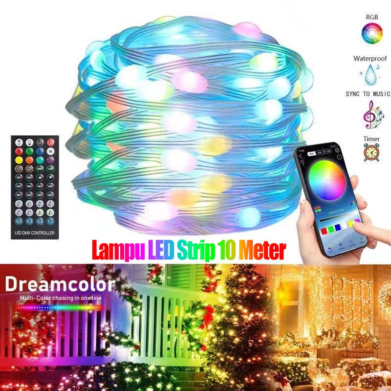 Jual 2025 Lampu LED Strip 10 Meter Running Lampu Hias Natal Anti Air ...
