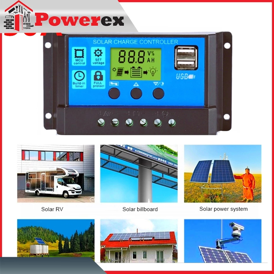 Jual Solar Charge Controller LCD LED Display Solar Cell PWM 10A 20A 30A ...