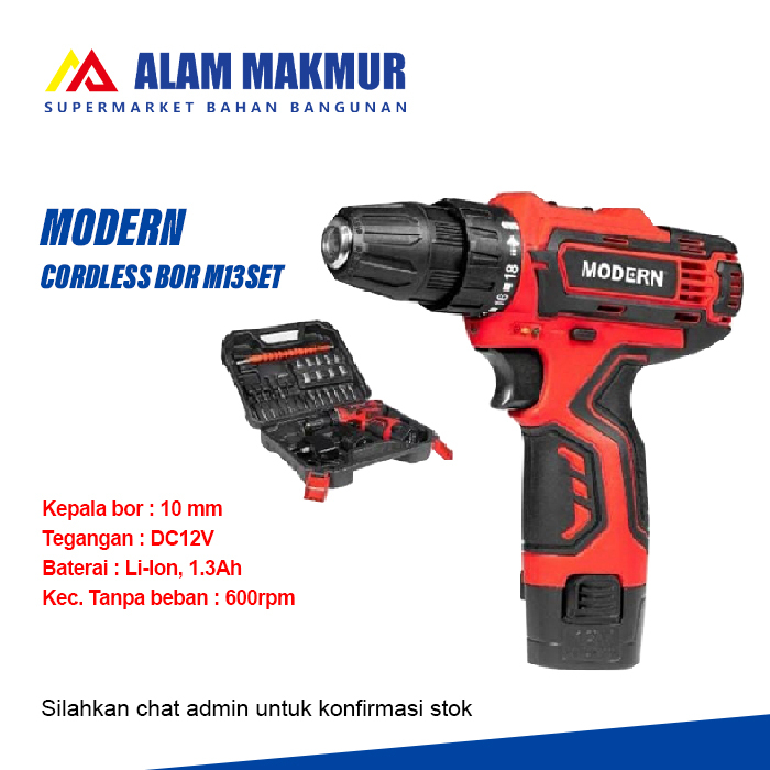 Jual MESIN BOR CAS BATERAI MODERN M13SET /MESIN BOR CORDLESS MODERN M13 ...