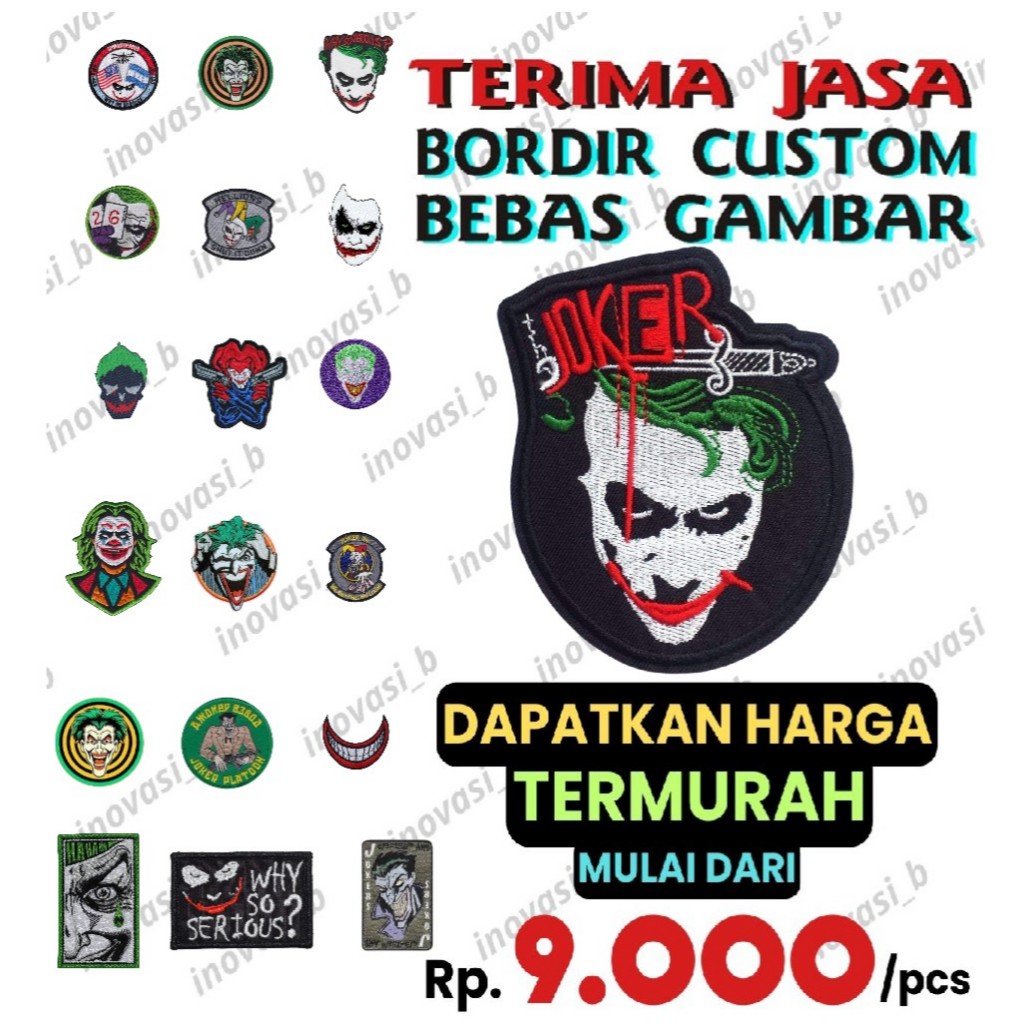 Jual PATCH BORDIR EMBLEM/BET LOGO JOKER LENGKAP | Shopee Indonesia