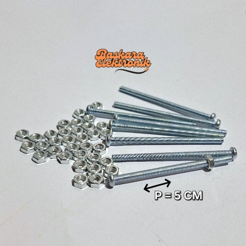Jual [50 SET] BAUT JP M3X50 + MUR 3MM | Shopee Indonesia