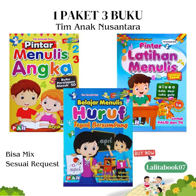 Jual BUKU ANAK TK PAUD/BELAJAR LATIHAN MENULIS/PAKET 3 BUKU(PAH ...