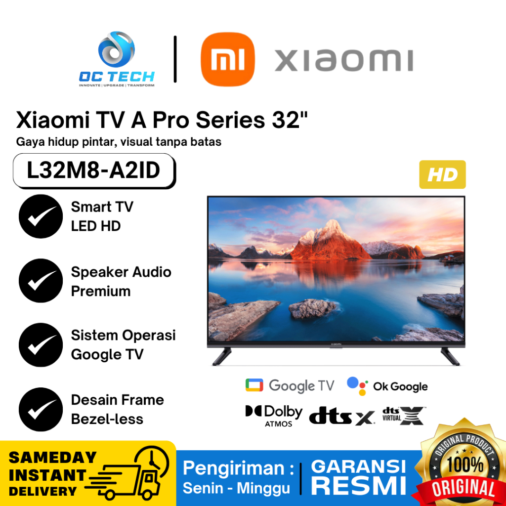 Jual Xiaomi Smart TV A Pro 32 inch LED HD Speaker Dolby Audio Smart TV 32 inch Mi TV L32M8-A2ID ...