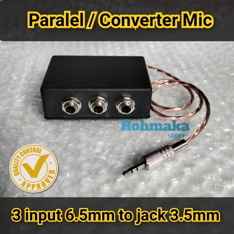 Jual Converter 3 input 6.5mm to Jack 3.5mm / Paralel Mic / Spliter 3 ...