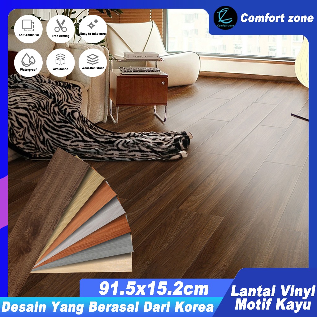 Jual 【Comfort Zone】 Lantai Vinyl Stiker Motif Kayu Ukuran 91.5x15.2cm / Lantai vinyl motif kayu ...