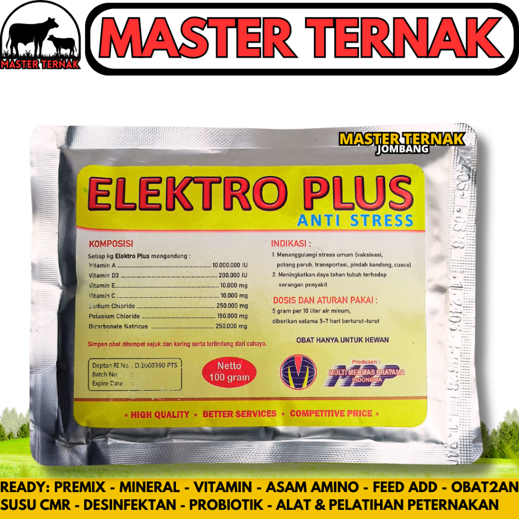 Jual ELEKTRO PLUS 100 GRAM - Vitamin Ayam Broiler Layer Anti Stress & Meningkatkan Kekebalan ...
