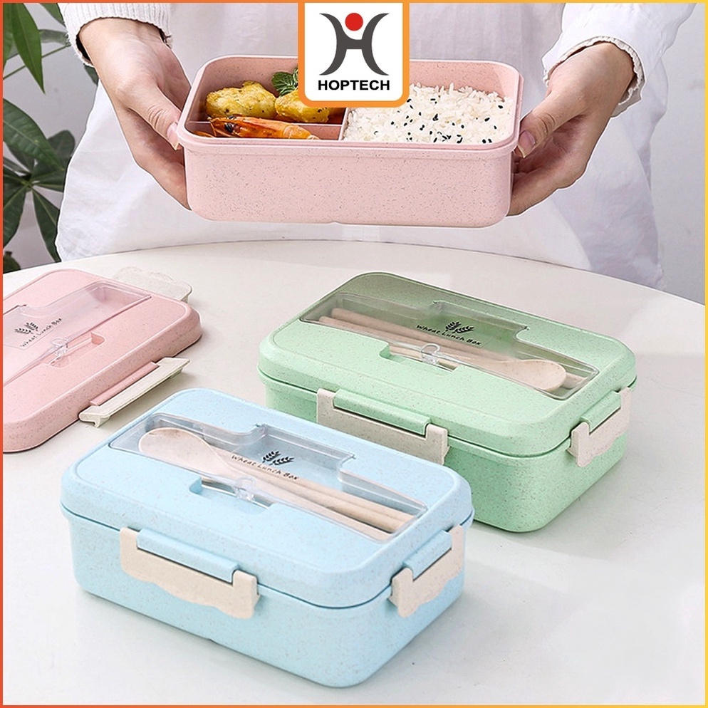 Jual New Collection Hoptech LUNCH BOX SET KOTAK BEKAL MAKAN JERAMI GANDUM KOTAK MAKAN 1ML 4IN1 ...