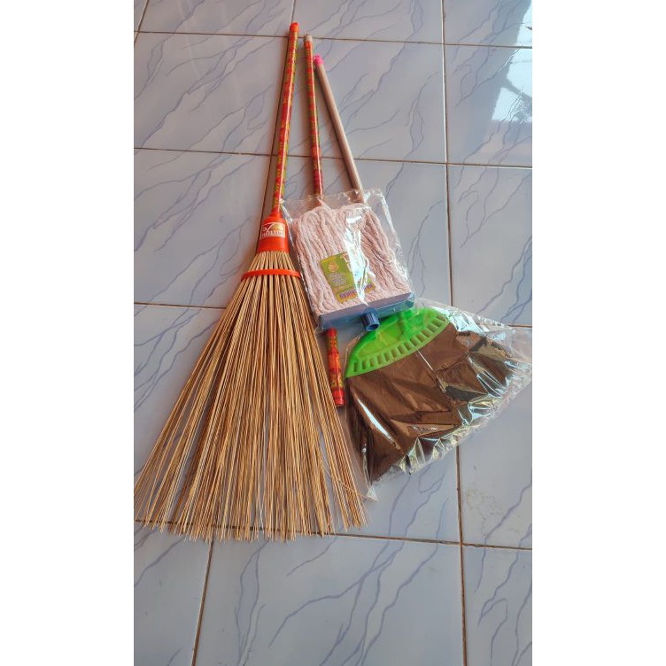 Jual Super Potongan PAKET HEMAT 3 in 1 Sapu Lidi Taman Sapu Ijuk Lantai ...