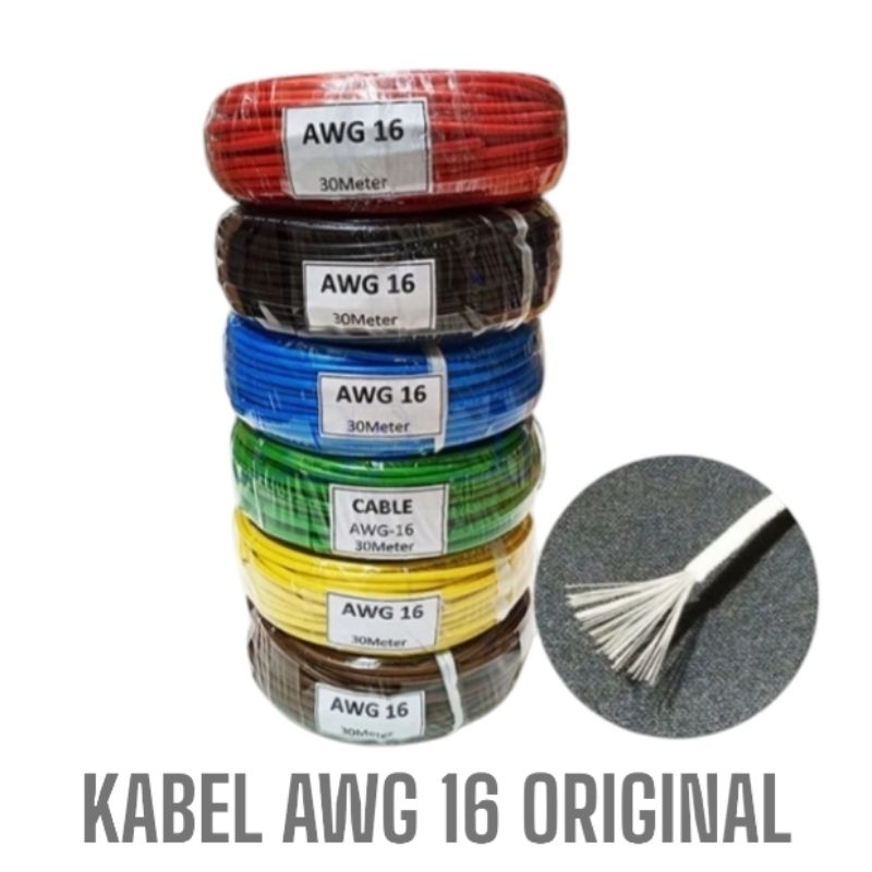 Jual kabel awg 16 original 1 roll 30 meter | Shopee Indonesia