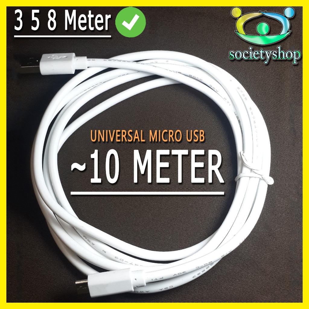 Jual Kabel Hp Universal 3 5 8 10 Meter USB B Charger Micro USB B Cable ...