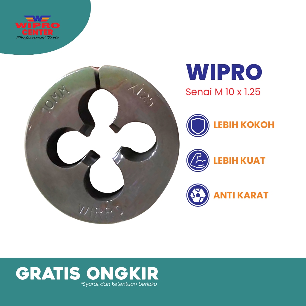 Jual Mata Senai Snai drat luar / Round Dies M10 x 1.25 WIPRO | Shopee Indonesia