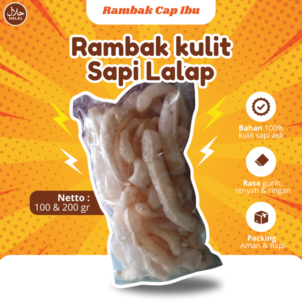 Jual Rambak Kerupuk Kulit Sapi Lalap Siap Makan Krupuk Lauk Cap Ibu ...