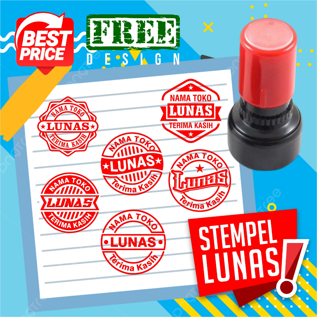 Jual STEMPEL CAP LUNAS BENTUK BULAT OTOMATIS | Shopee Indonesia