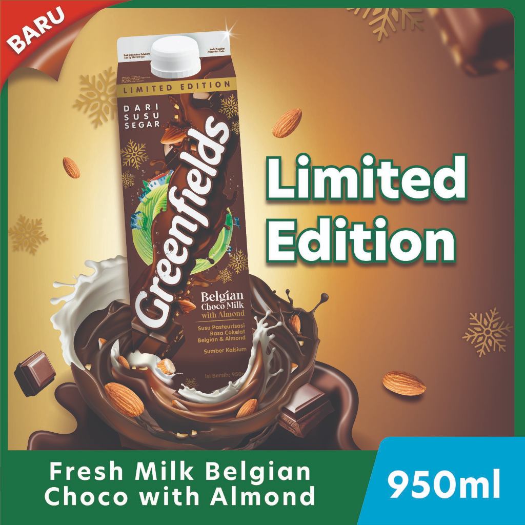 Jual Greenfields Fresh Milk Belgian Choco Almond 950 ml | Shopee Indonesia