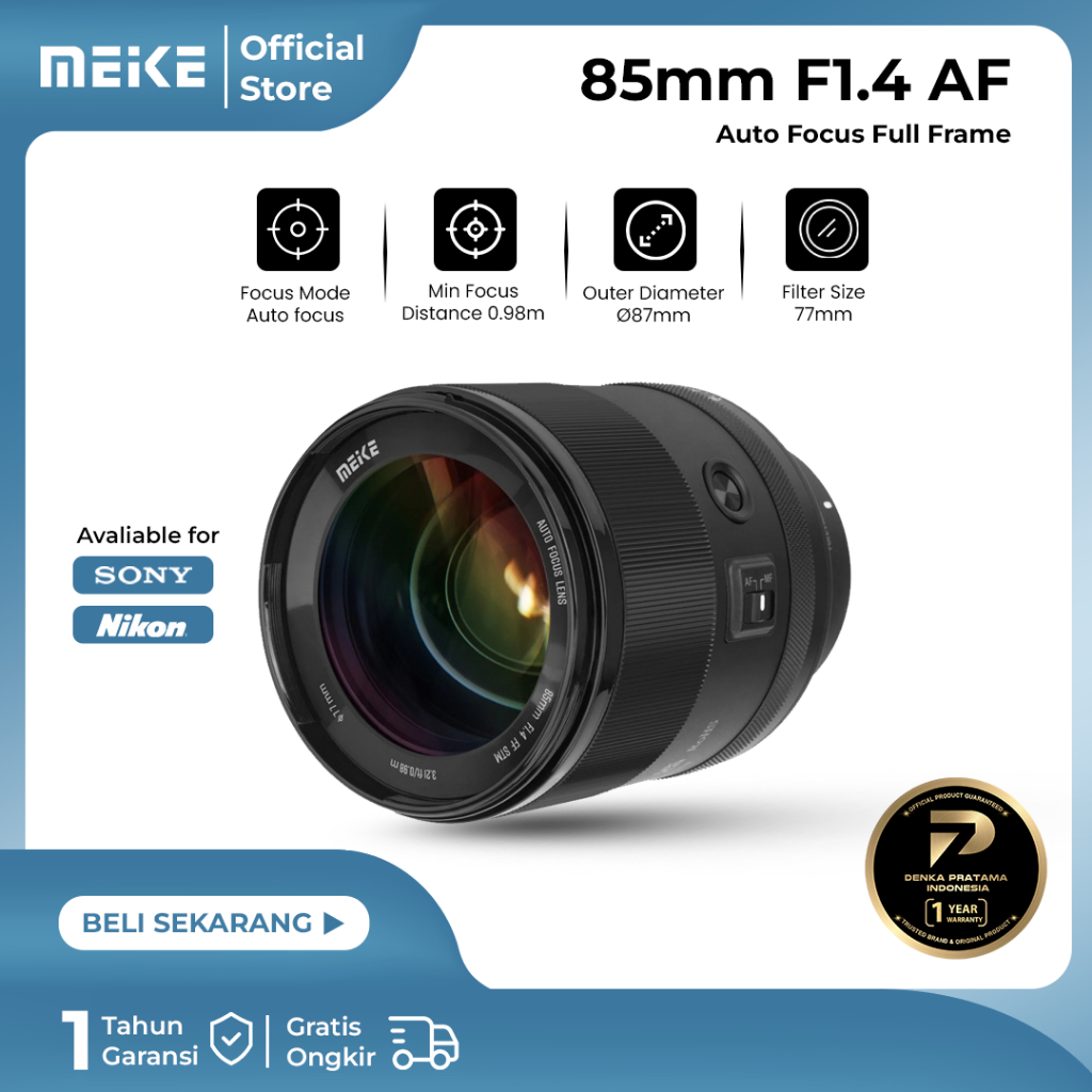Jual Meike 85mm Full Frame F1.4 Auto Focus Large Aperture Portrait Lens ...