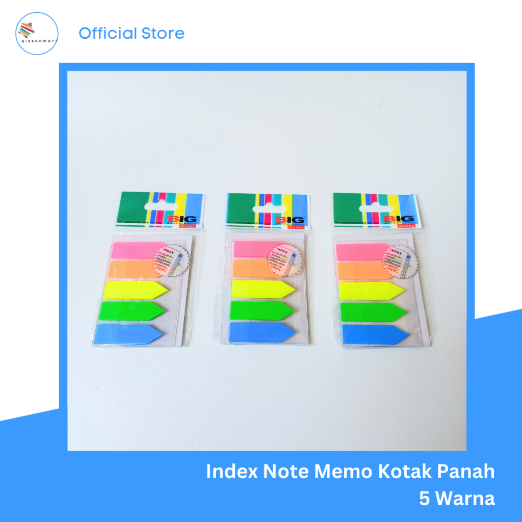 Jual Pembatas Buku Bentuk Panah - Index Memo Big 5 Warna - Sticky Notes ...