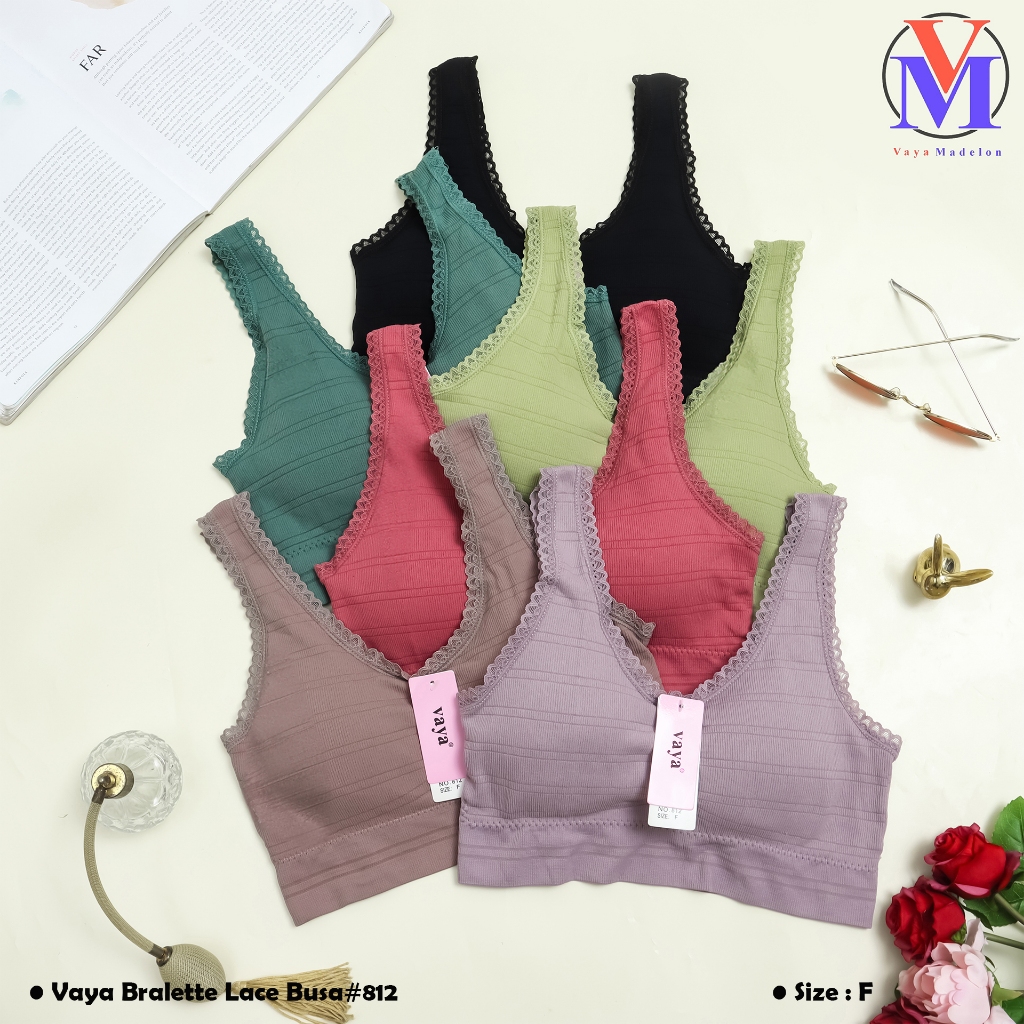 Jual Vaya 812 Bralette Lace Tanpa Kawat Busa Tipis Cup B - C | Shopee ...
