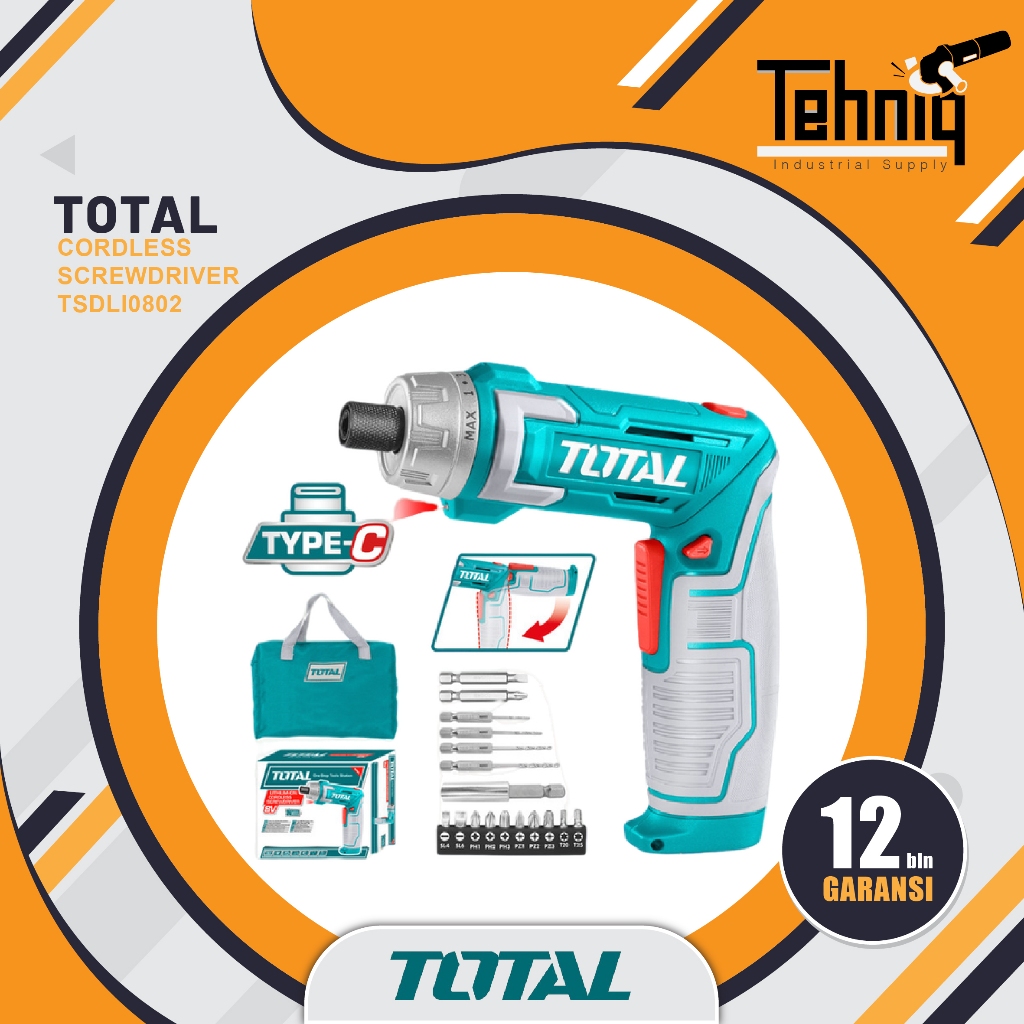Jual Total Bor Obeng 8Volt TSDLI0802 / Total Lithium-Ion cordless ...
