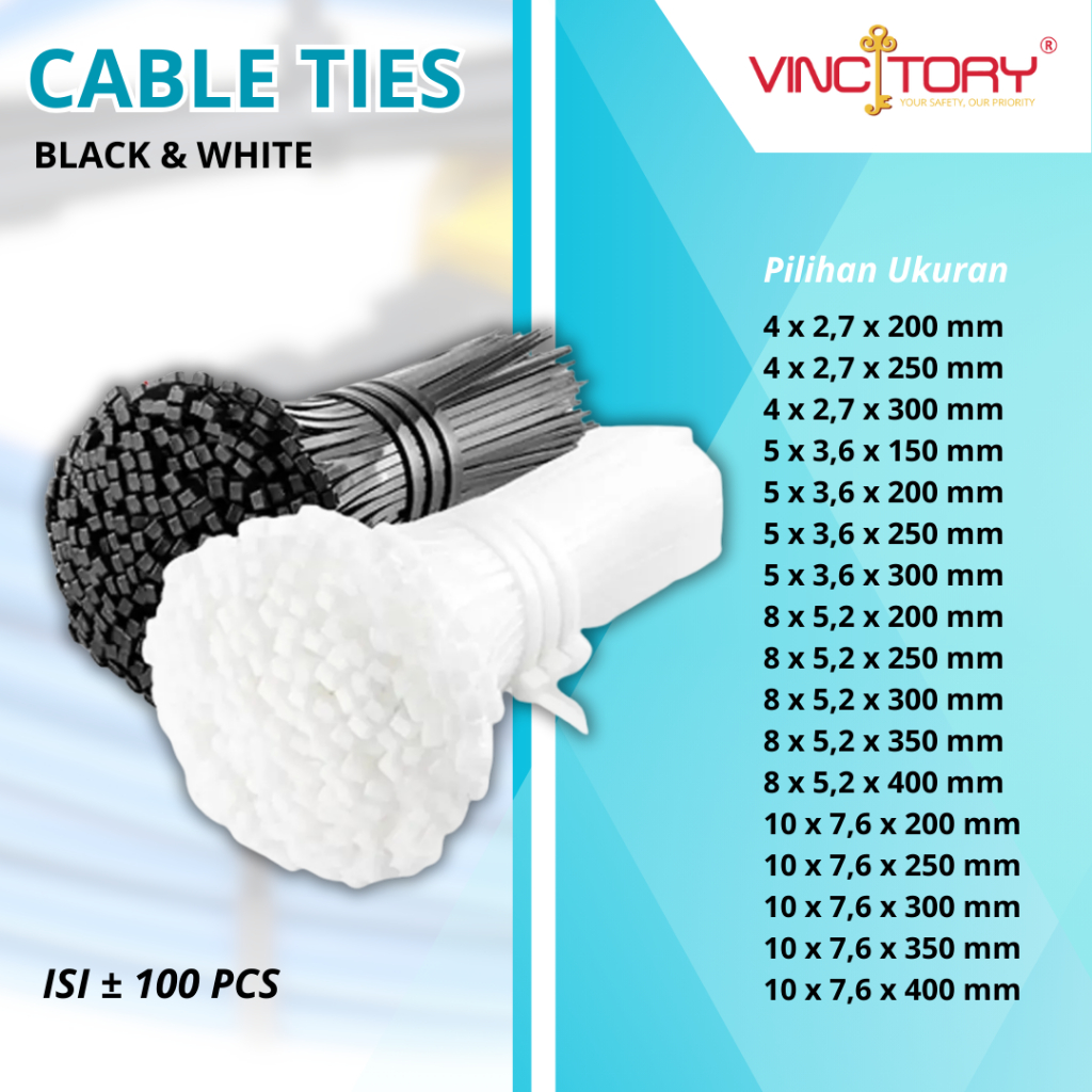 Jual Kabel Ties Vincitory Cable Tie Tali Pengikat Nylon Panjang 20 25 ...