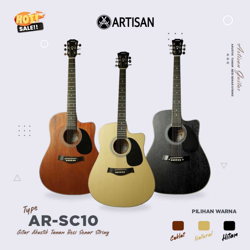 Jual ARTISAN Gitar Akustik Tanam Besi AR - SC10 Senar String Guitar ...