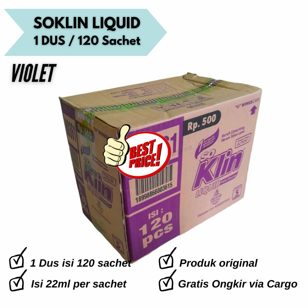 Jual 1 Dus SoKlin Liquid Cair Kemasan Sachet 20ML Isi 120Pcs / So Klin ...
