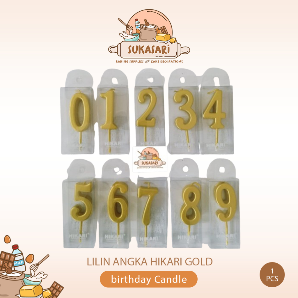 Jual Lilin Angka Hikari Gold kecil HBD Happy birthday Candle 0123456789 ...