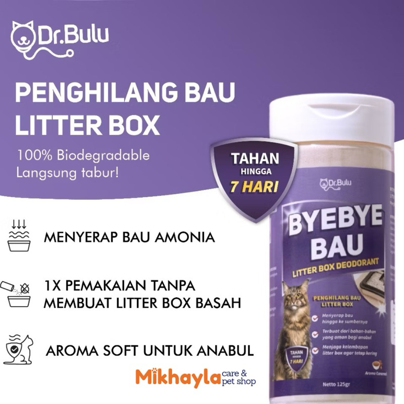 Jual Bye Bye Bau Penghilang Bau Litter Box Kucing dan Anjing | Dr.Bulu - Deodorant Litter Box ...