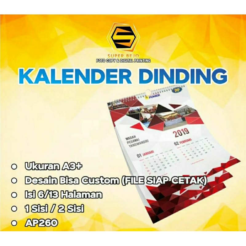 Jual CETAK KALENDER DINDING CUSTOM 6/13 Halaman Kalender Dinding Custom ...