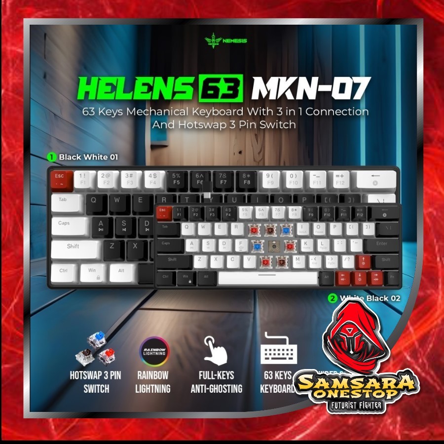 Jual NYK Nemesis Helens / Helens63 / MKN07 / MKN-07 Wired Mechanical Gaming Keyboard | Shopee ...