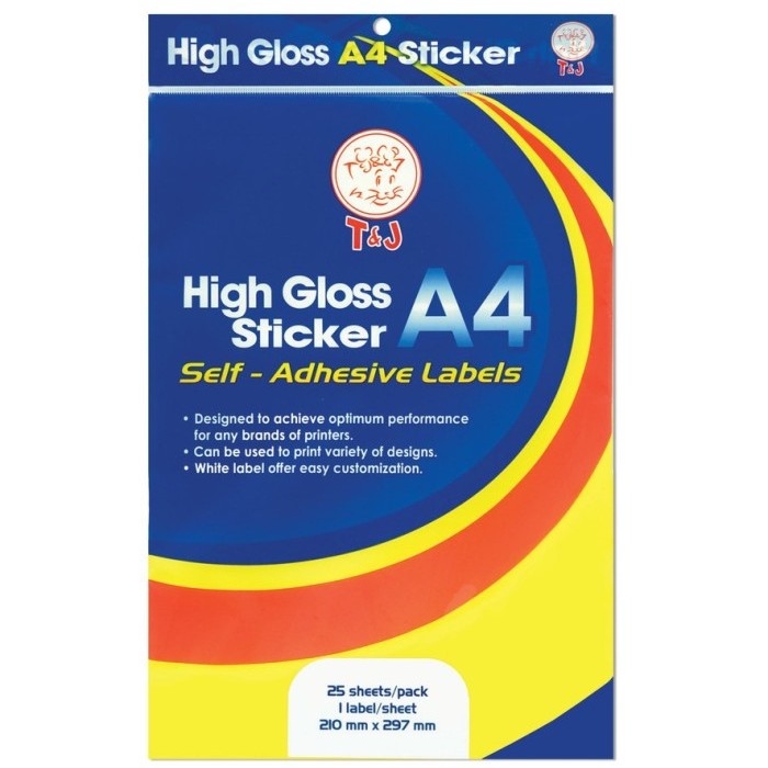 Jual LABEL TJ HIGH GLOSS A4 (25 SHEETS) | Shopee Indonesia