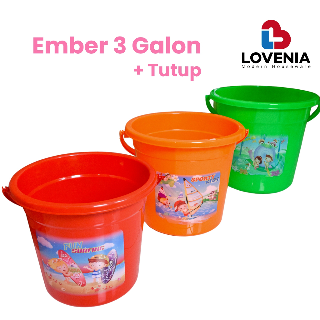 Jual Lovenia Ember Plastik Tutup 12 Liter (3 Galon) dengan Gagang motif ...