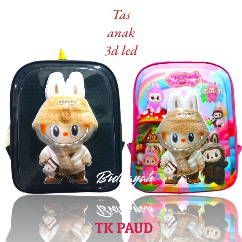 Jual Bid44y4h / TAS ANAK SEKOLAH TK / PAUD LABUBU TAS EMBOS LED 3D BISA NYALA ( DUA RUANG ...