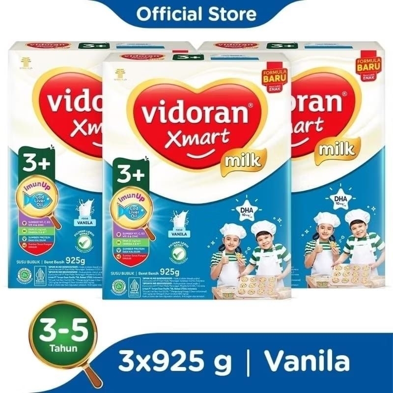 Jual ( 3BOX) vidoran Xmart 3+ Madu Vanilla 925gr Susu Formula ...