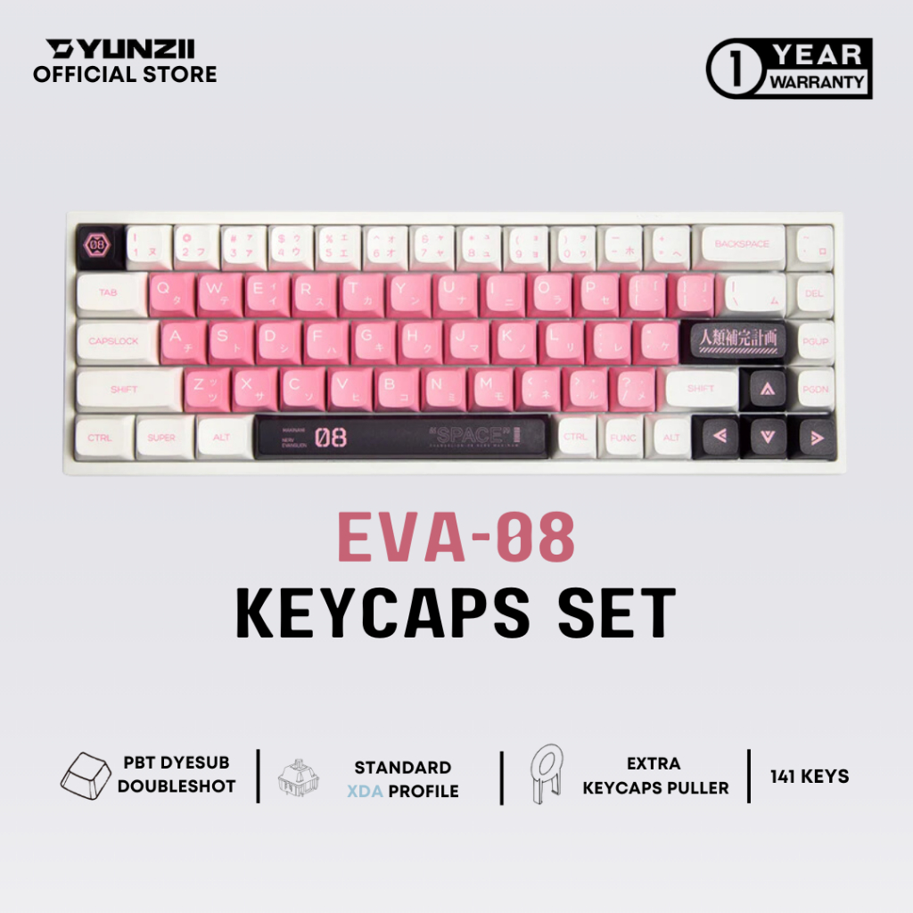 Jual Yunzii EVA08 / EVA-08 Keycap Set PBT XDA Profile 141 Keys Full ...