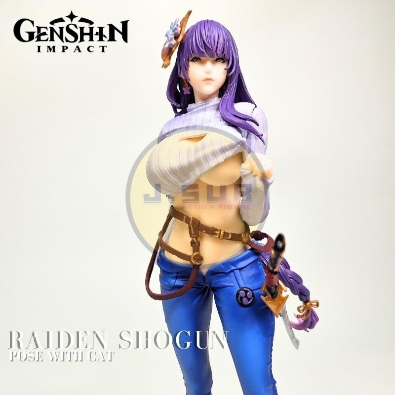 Jual SALE Genshin Impact Raiden Shogun Pose With Cat 29cm detail bagus | Shopee Indonesia