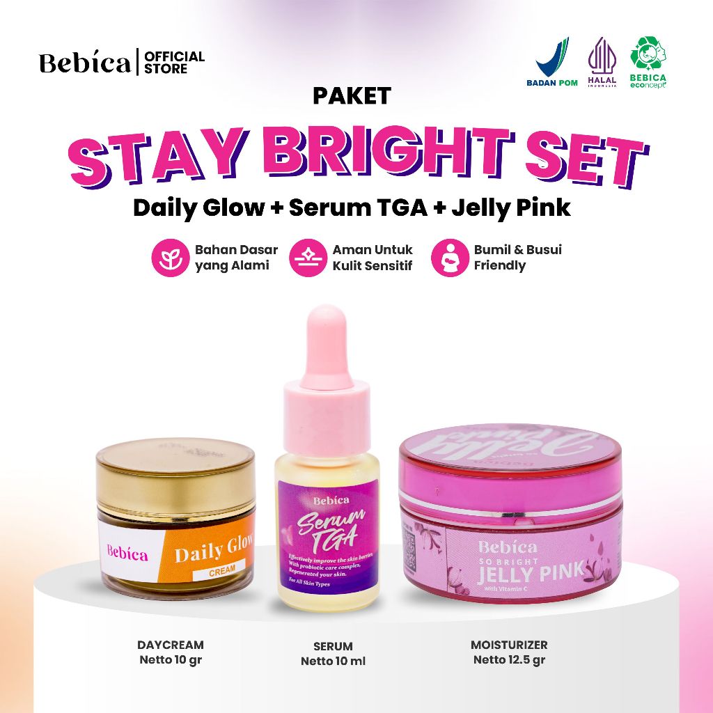 Jual BEBICA Paket Stay Bright Set - Daily Glow + So Bright Jelly Pink ...