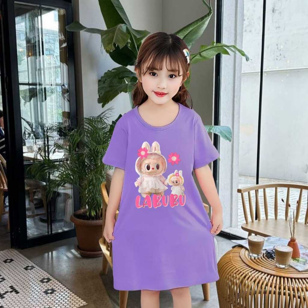 Jual Atasan Baju Daster Anak Perempuan Kekinian Dress Motif LABUBU ...