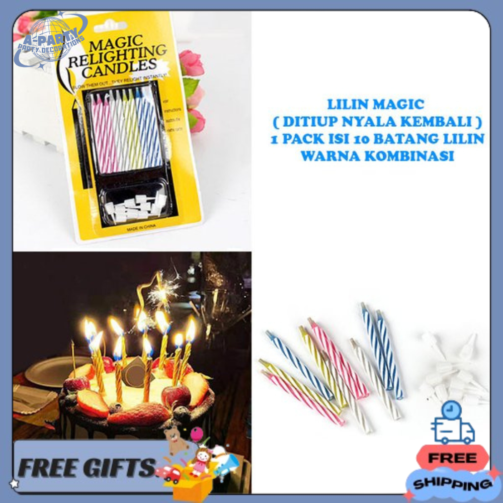 Jual Lilin Magic Relighting Candles Isi 10 Pcs Lilin Ulang Tahun lilin ...