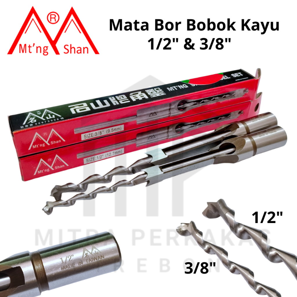 Jual Mata Bor Bobok Kayu 1/2" & 3/8" MT'NG SHAN Chisel Tatah Hollow Mortice Blitz 12.7 MM & 9.5 ...