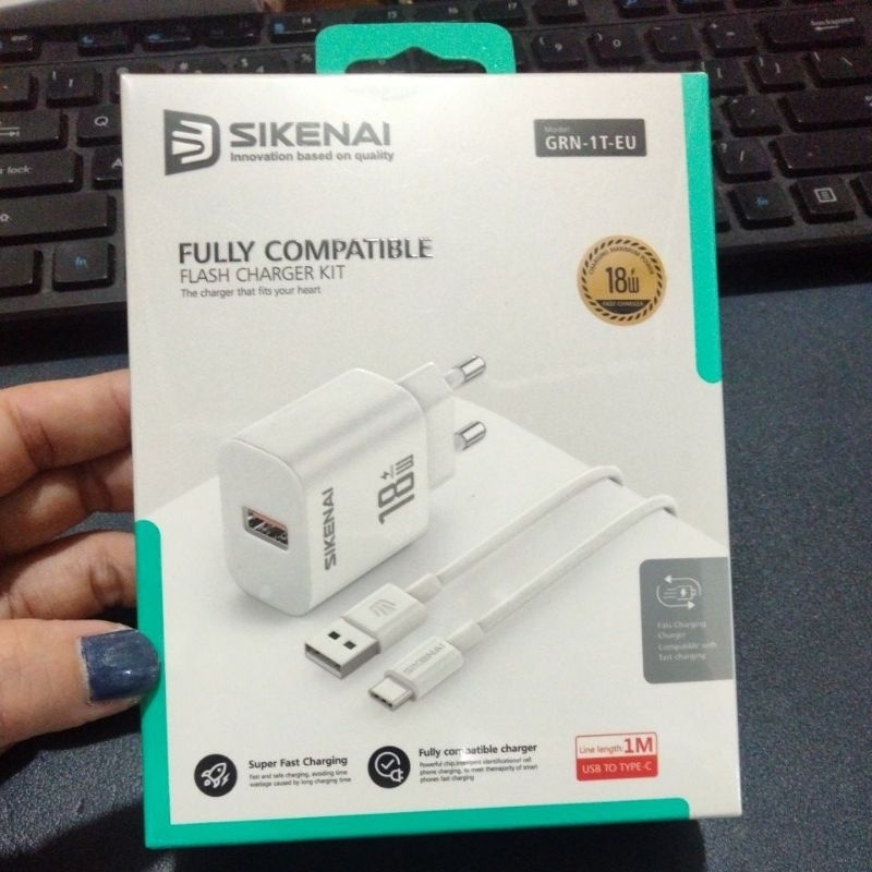 Jual KABEL CAS USB TYPE C/TIPE C + ADAPTER/ADAPTOR 18WATT/18W SIKENAI ...