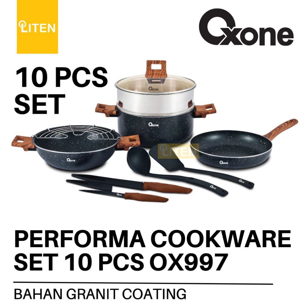 Jual OXONE OX997 - Performa Cookware SET 10 PCS Granit / Panci Masak Set Bahan Granite Coating ...