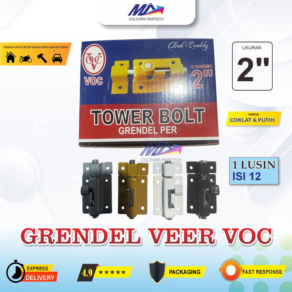 Jual GRENDEL TOWER BOLT GRENDEL VEER 2" VOC 1 LUSIN = ISI 12 BIJI ...