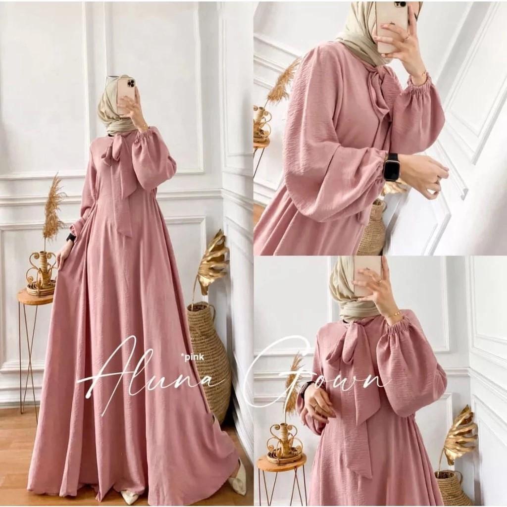 Jual GDTima Gamis Aluna Gown Dress Wanita Muslim Model Terbaru | Shopee ...