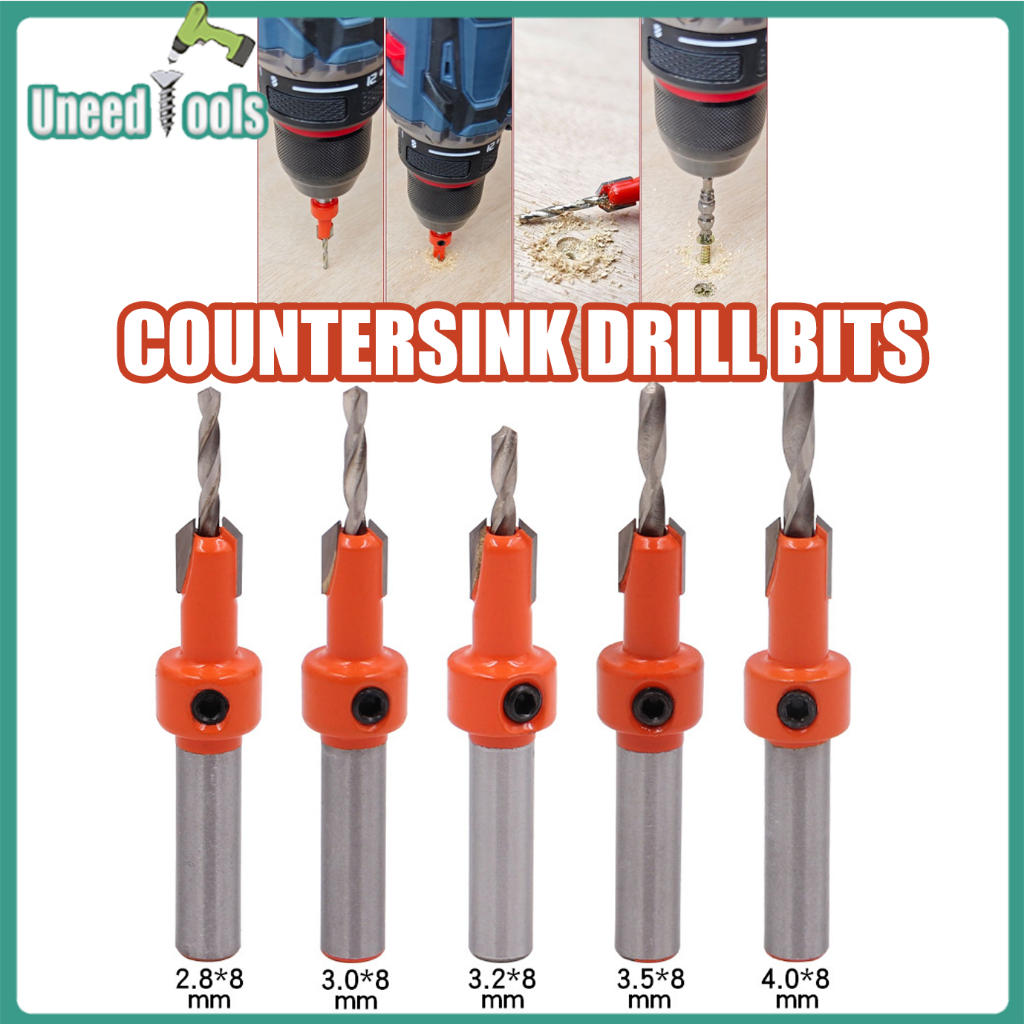 Jual UneedTools Countersink Drill Bits Mata Bor Countersink Kayu HSS ...