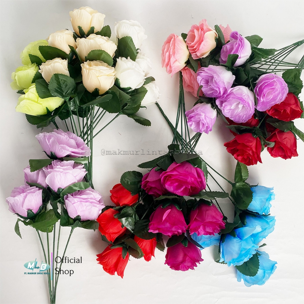 Jual MLB Bunga Mawar Rose MAK Mini Artificial Bahan Buket Rose Cabang 5 ...